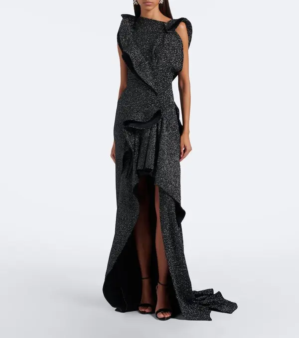Maticevski Flashpoint Ruffled Asymmetric Gown
