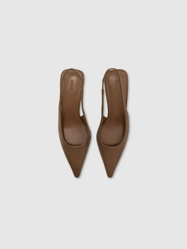 REISS Camilla Leather Slingback Mid-heel Court Shoes