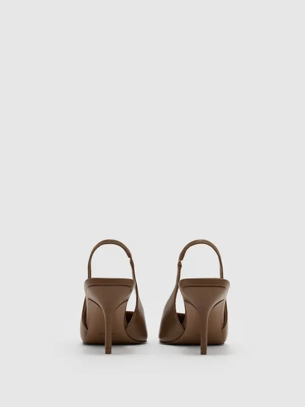 REISS Camilla Leather Slingback Mid-heel Court Shoes