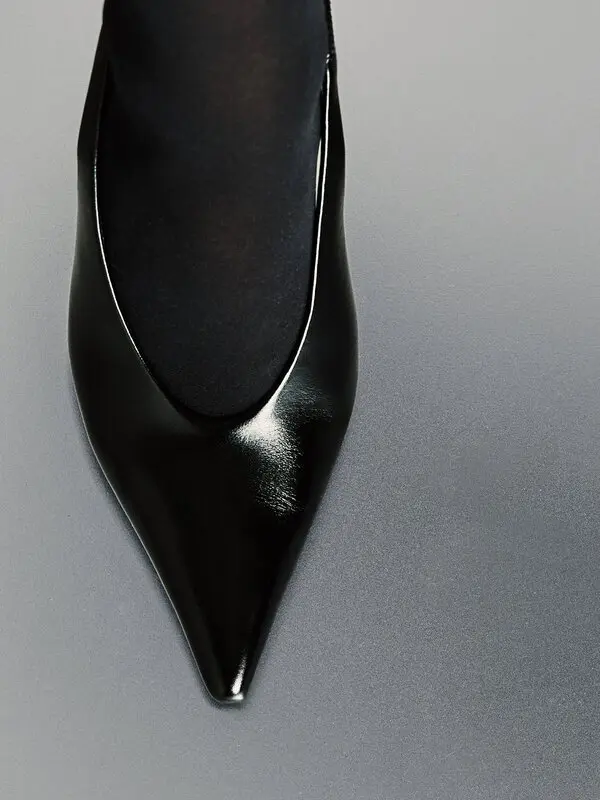 REISS Connie Leather Slingback Mid-heel Court Shoes