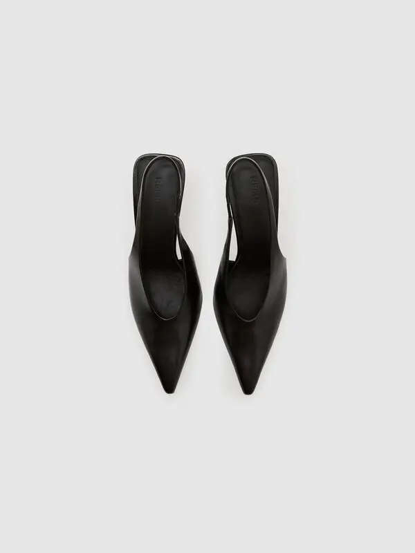 REISS Connie Leather Slingback Mid-heel Court Shoes