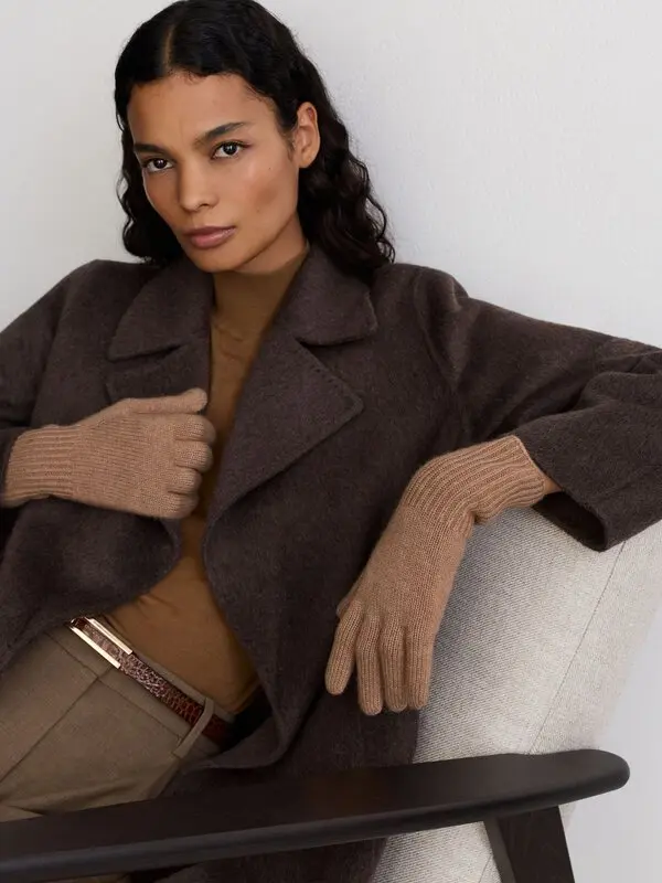 REISS Issie Wool-blend Knitted Gloves With Cashmere - Camel