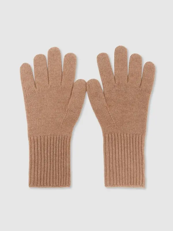 REISS Issie Wool-blend Knitted Gloves With Cashmere - Camel