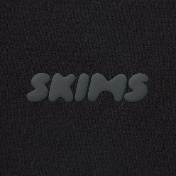SKIMS Mock Neck Quarter Zip With Embossed Logo | Black | | Cotton Fleece