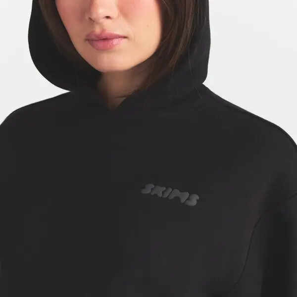 SKIMS Hoodie With Embossed Logo | Black | | Cotton Fleece