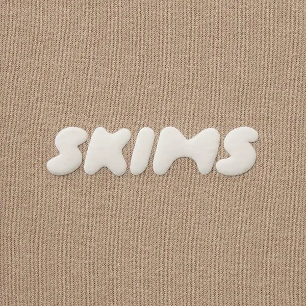 SKIMS Straight Leg Pants With Embossed Logo | Medium Neutral | | Cotton Fleece