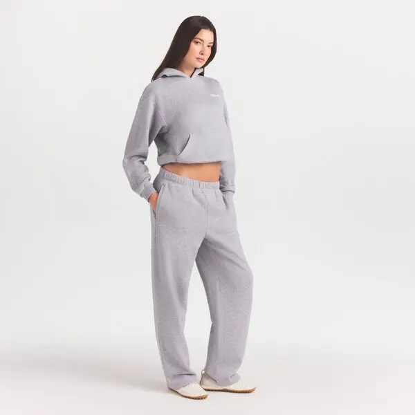 SKIMS Hoodie With Embossed Logo | Grey | | Cotton Fleece