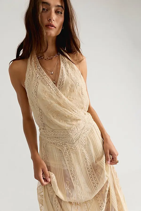 Free People Hard To Get Maxi Slip Dress - Neutral