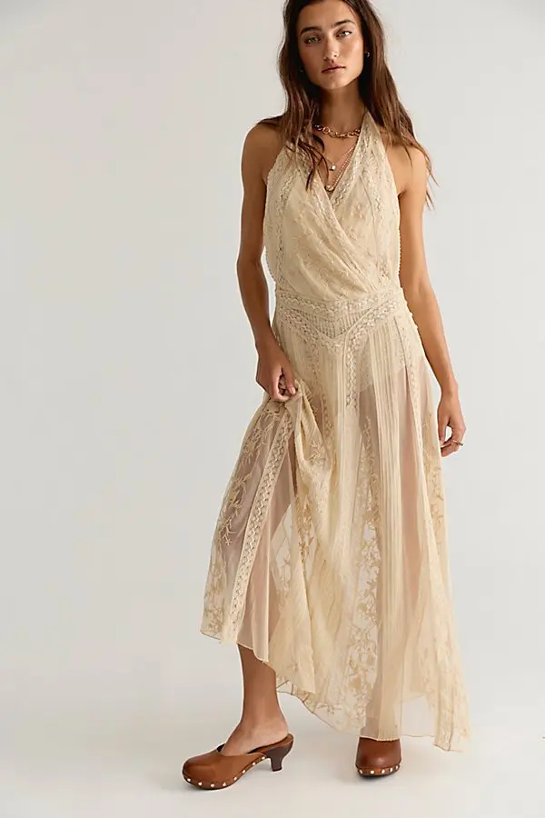 Free People Hard To Get Maxi Slip Dress - Neutral