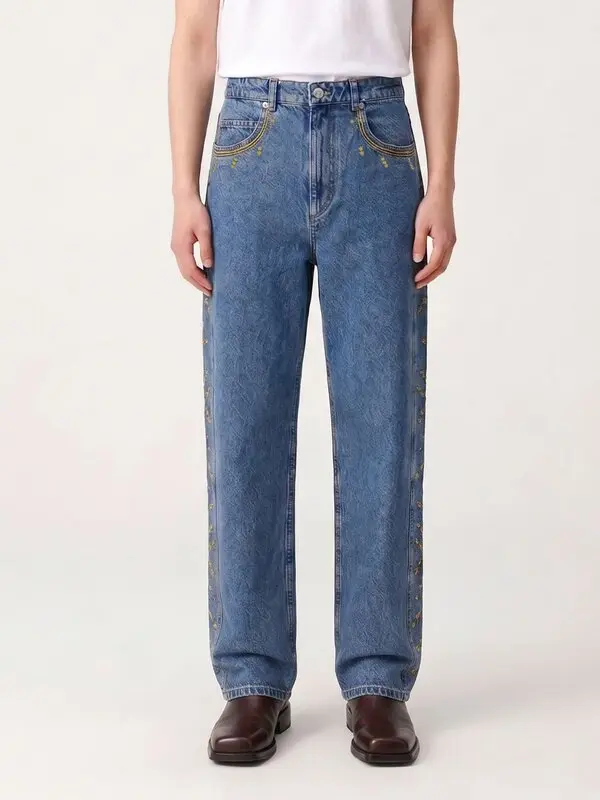 Isabel Marant Étoile Jorian Baggy Wide-leg Embroidered Denim Jeans - Blue