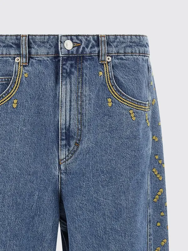 Isabel Marant Étoile Jorian Baggy Wide-leg Embroidered Denim Jeans - Blue