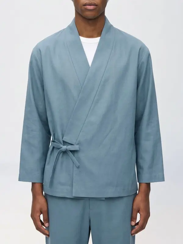 Kenzo Pure Wool Short Robe Jacket With V-neck And Tie Closure