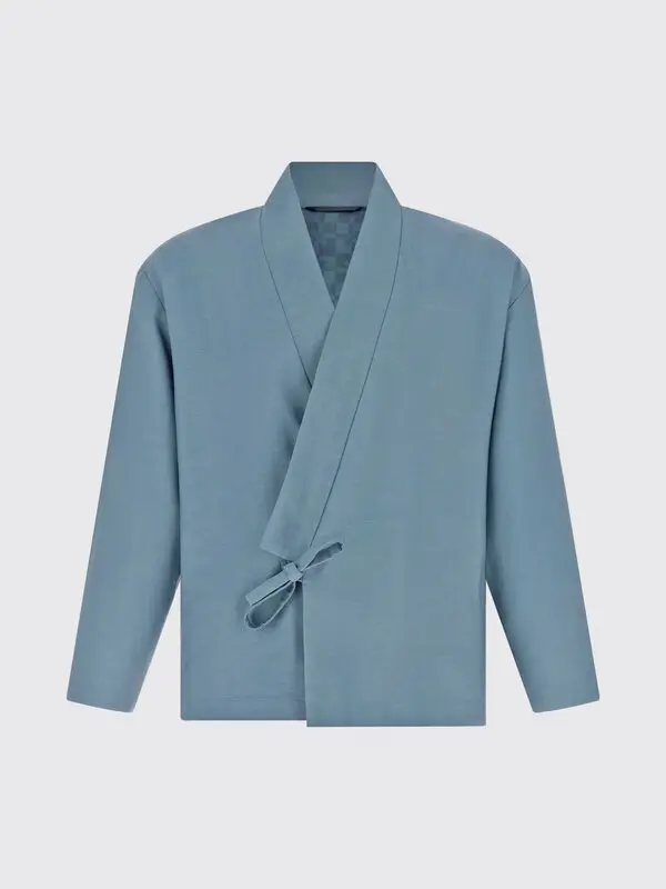Kenzo Pure Wool Short Robe Jacket With V-neck And Tie Closure