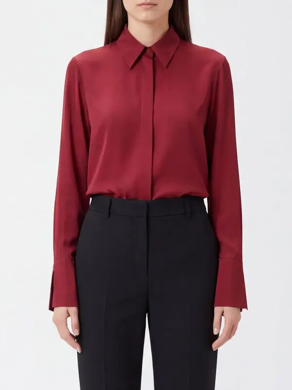 Federica Tosi Slim Fit Shirt In Silk Blend With Concealed Closure - Red