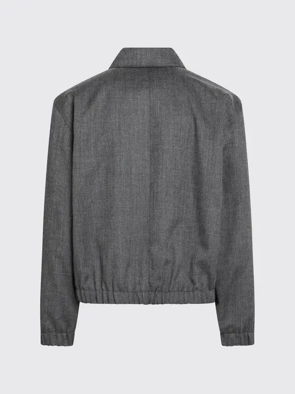 AMI Paris Wool Shirt Jacket With Zip Closure And An Elasticated Hem - Grey