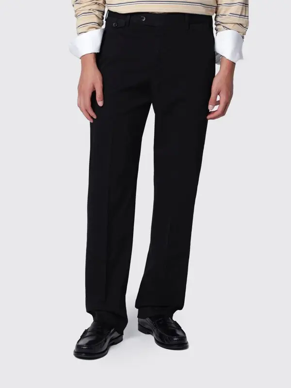 PT TORINO Straight-leg Pleated Chino Trousers In Stretch Cotton - Black