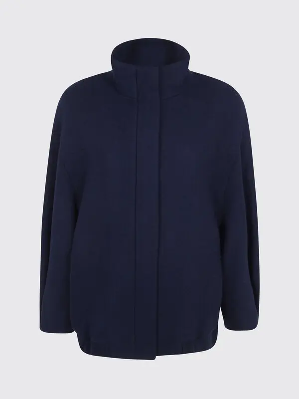 Dries Van Noten Wool-blend Short Coat With Balloon Sleeves And Funnel Neck - Blue