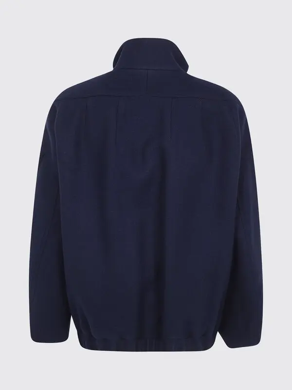 Dries Van Noten Wool-blend Short Coat With Balloon Sleeves And Funnel Neck - Blue