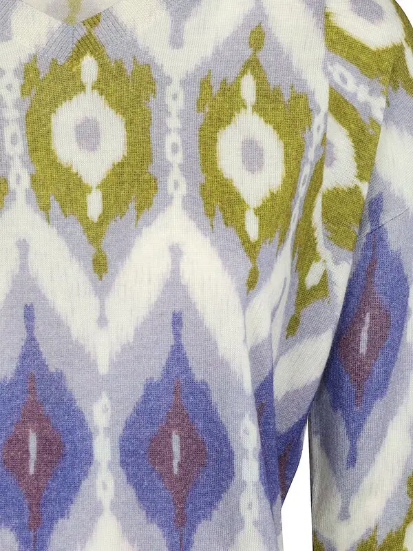 IN BED WITH YOU Tie-dye Pure Wool V-neck Cardigan With Button Front