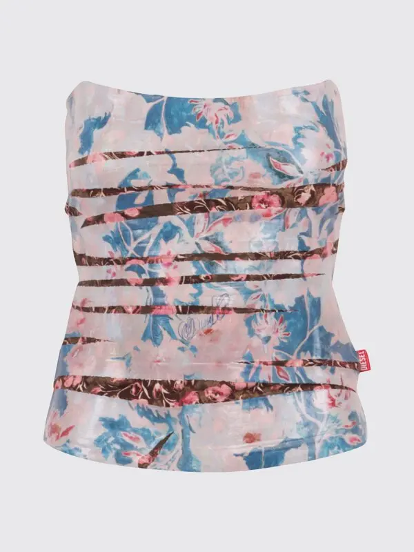 DIESEL® Floral-print Bandeau Top In Jersey With Back Zip
