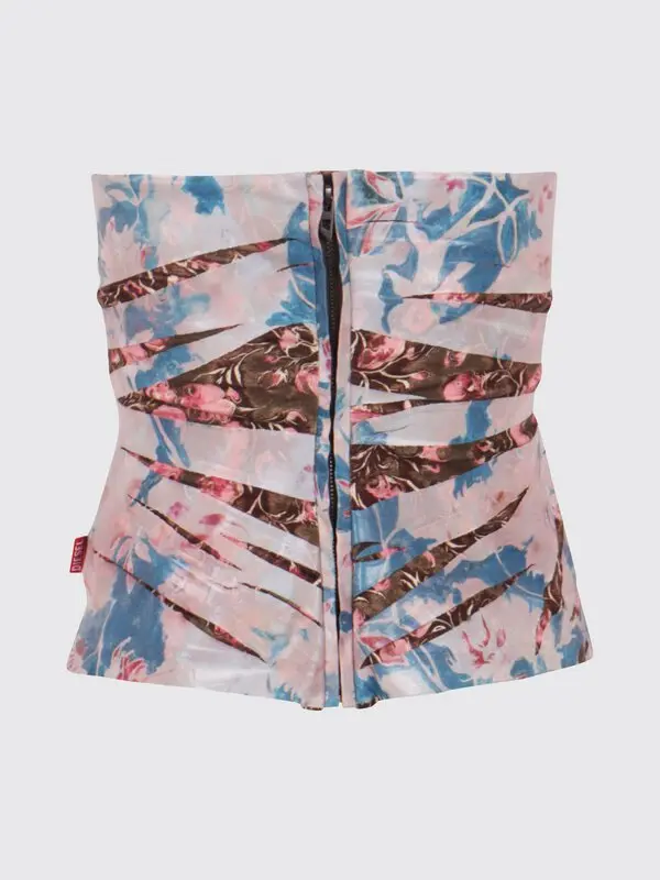 DIESEL® Floral-print Bandeau Top In Jersey With Back Zip