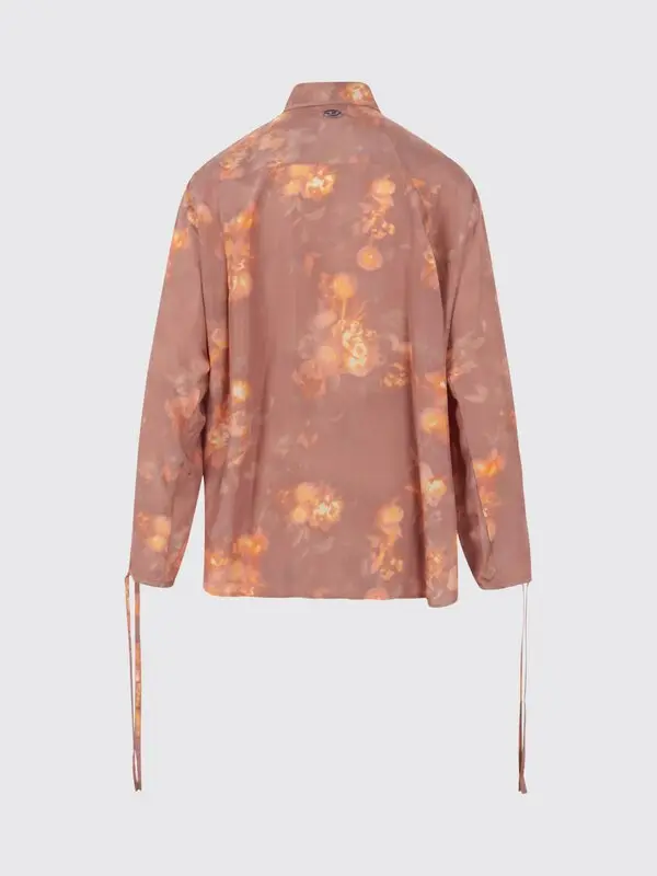 DIESEL® C-allas Floral Silk Shirt With Pussy-bow Collar And Dropped Shoulders