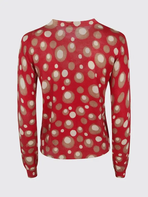 IN BED WITH YOU Button-front Polka Dot Wool Cardigan With Crew Neck - Multicolor