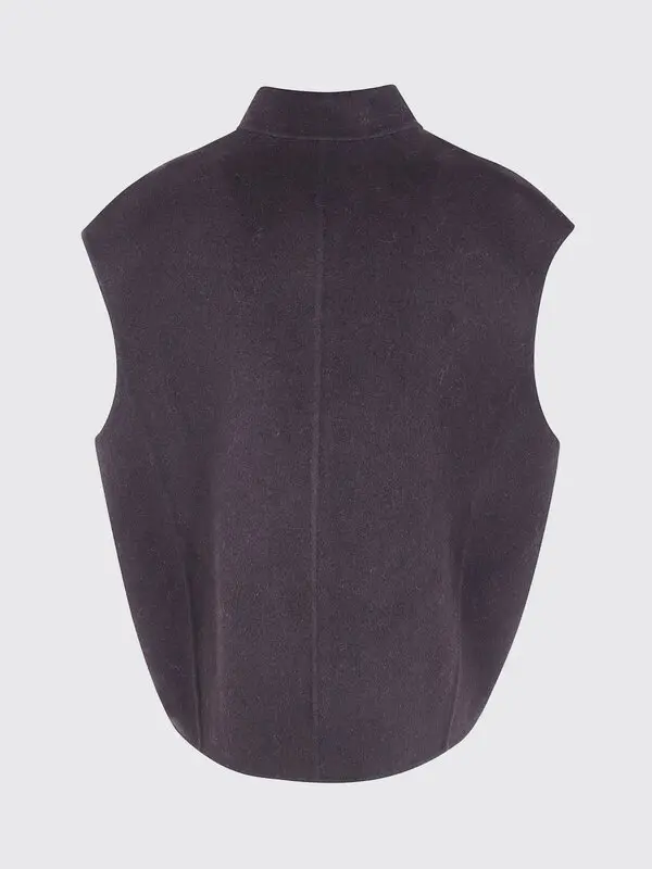 Soeur Long Wool Waistcoat With Bomber Collar And Single-button Closure