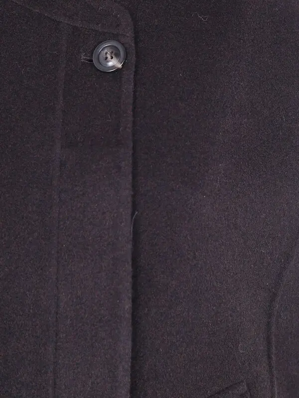Soeur Long Wool Waistcoat With Bomber Collar And Single-button Closure