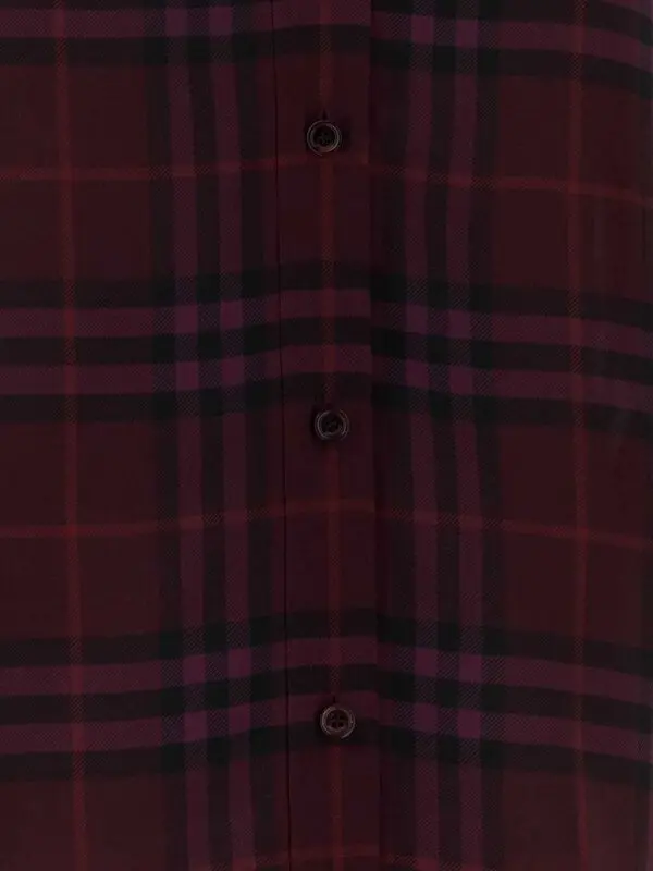 Burberry Tartan Print Silk Shirt With Pussy-bow Collar