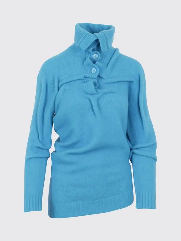 DIESEL® Wool Blend Turtleneck Jumper With Button Closure And Ribbed Trims