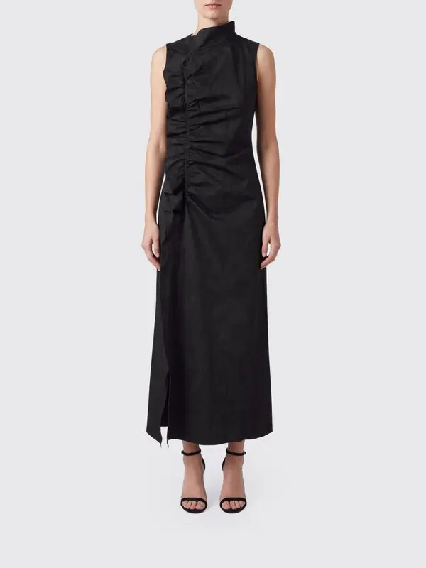 Ulla Johnson Crêpe Sheath Midi Dress With Ruffles And Front Slit