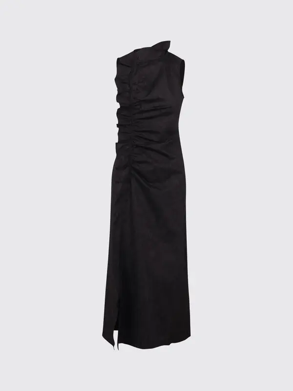 Ulla Johnson Crêpe Sheath Midi Dress With Ruffles And Front Slit