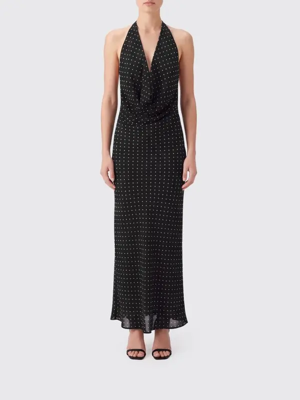 ROTATE BY BIRGER CHRISTENSEN Polka-dot Crêpe Halterneck Long Evening Gown