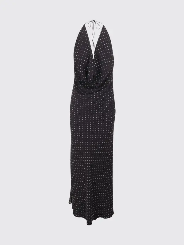 ROTATE BY BIRGER CHRISTENSEN Polka-dot Crêpe Halterneck Long Evening Gown