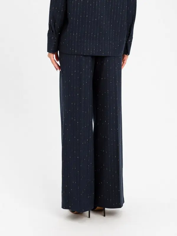 TWINSET High-waisted Pinstripe Wide-leg Crêpe Trousers