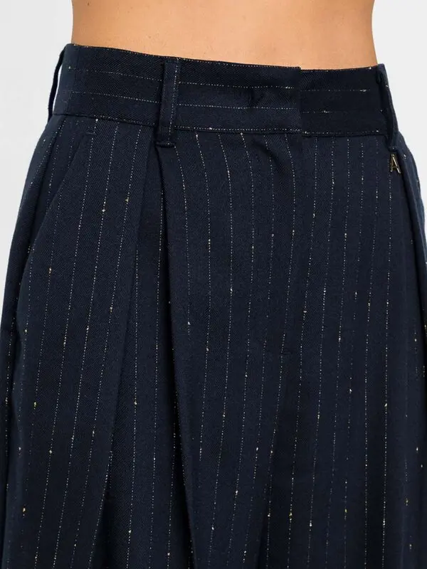 TWINSET High-waisted Pinstripe Wide-leg Crêpe Trousers