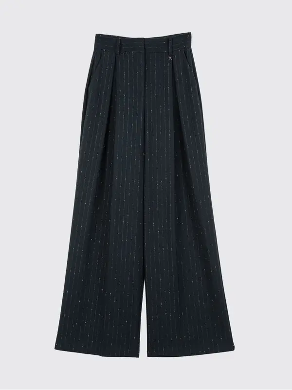 TWINSET High-waisted Pinstripe Wide-leg Crêpe Trousers