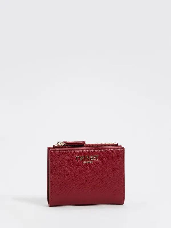 TWINSET Small Saffiano Faux Leather Wallet - Red