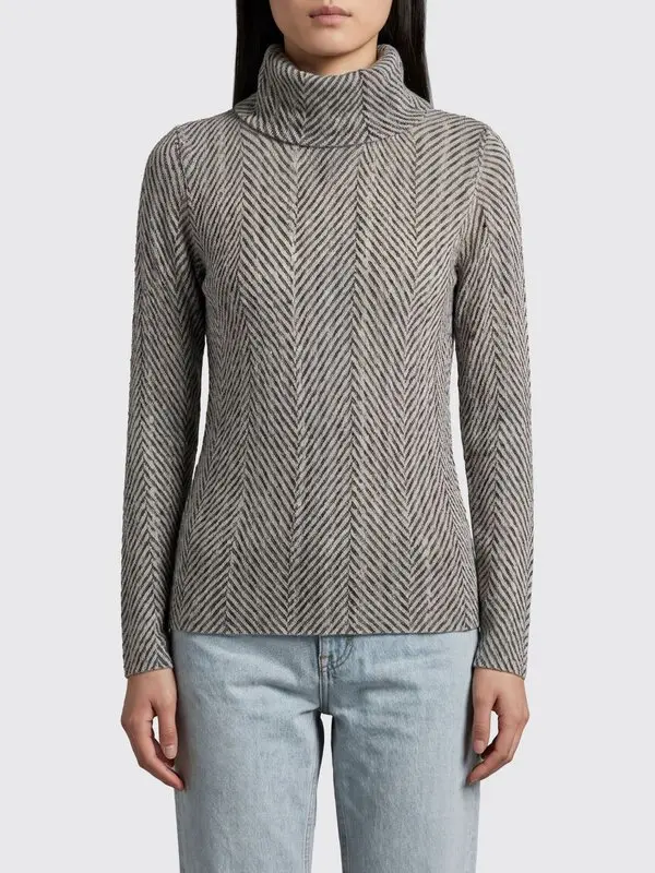 TWINSET Floral Print Wool Blend Roll Neck Jumper With Long Sleeves - Black