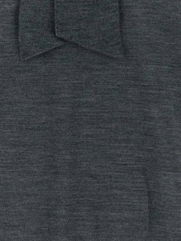Valentino Garavani Pussy-bow Neck Sweater In Pure Virgin Wool - Grey
