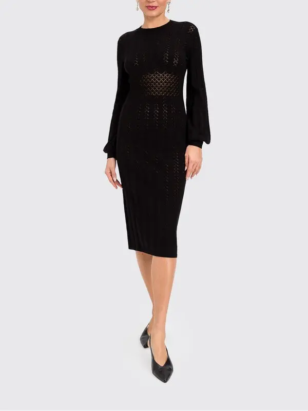 TWINSET Slim Fit Midi Knit Sheath Dress With Openwork Details