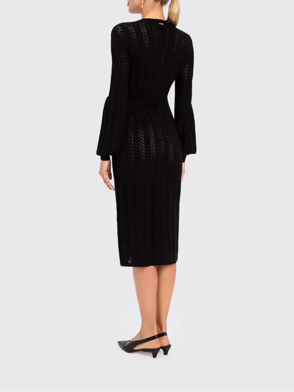 TWINSET Slim Fit Midi Knit Sheath Dress With Openwork Details
