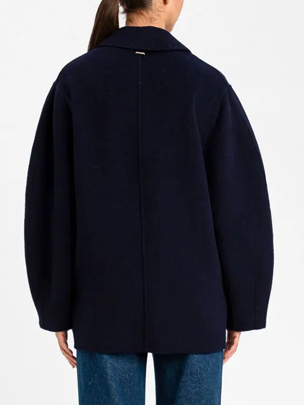 TWINSET Double-breasted Peacoat In Wool Blend With Dropped Shoulders