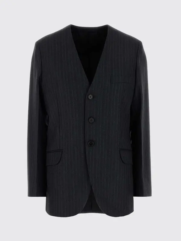 JIL SANDER Blue Pinstriped Wool Single-breasted Blazer