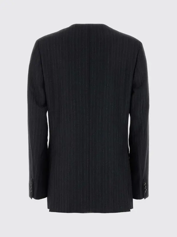 JIL SANDER Blue Pinstriped Wool Single-breasted Blazer