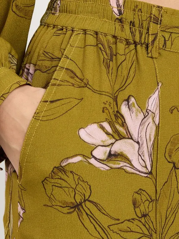 TWINSET High-waisted Floral Print Viscose Palazzo Trousers