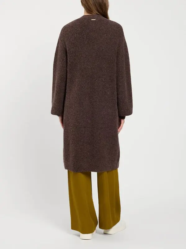 TWINSET Long Wool Blend Cardigan With Balloon Sleeves