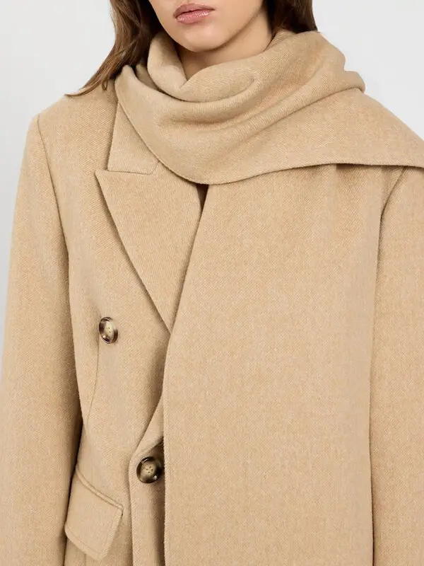 TWINSET Relaxed Fit Double-breasted Long Coat In Wool Blend