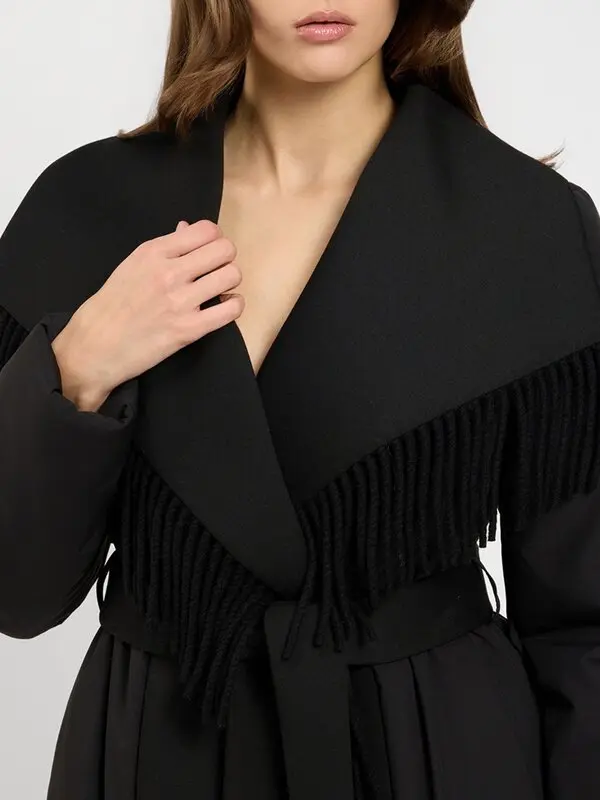 TWINSET Knee-length Padded Robe Jacket With Fringes And Belt